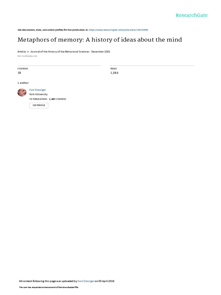 Metaphors of Memory A History of Ideas About The M PDF | PDF | Metaphor ...