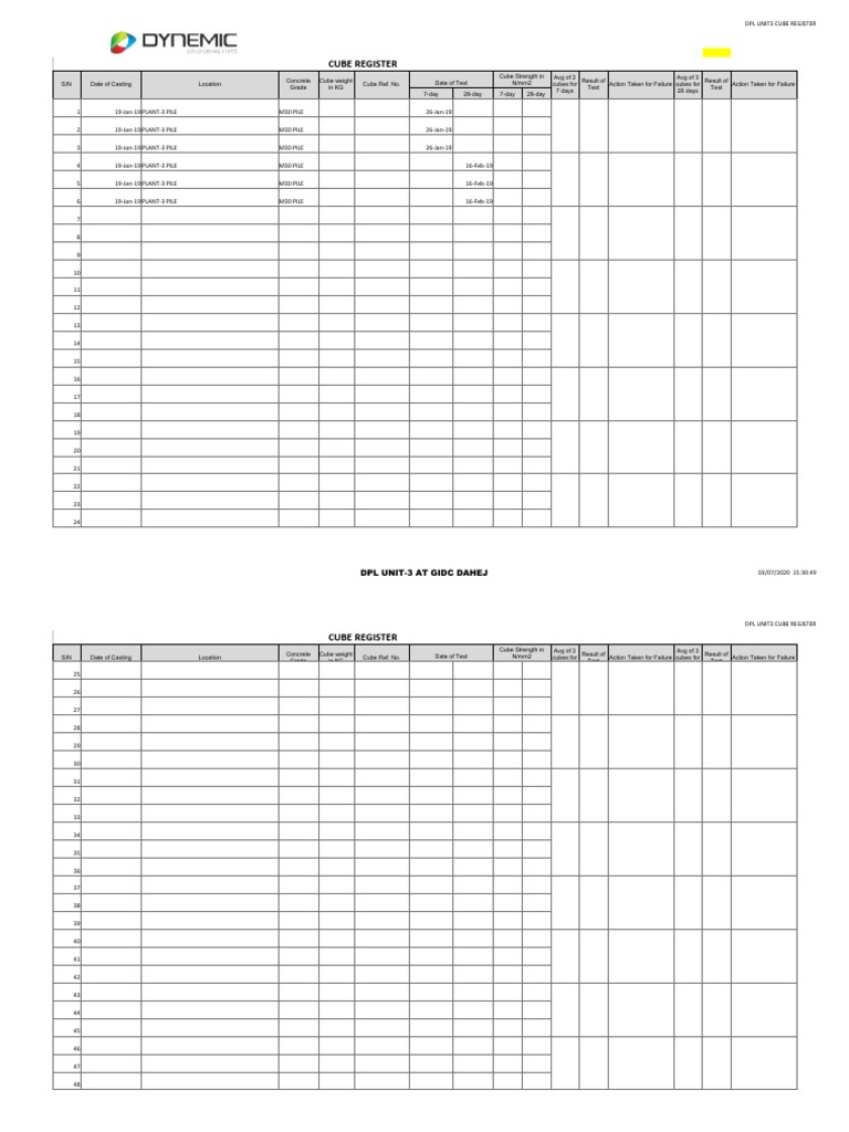 Cube Register | PDF | Structural Engineering | Civil Engineering
