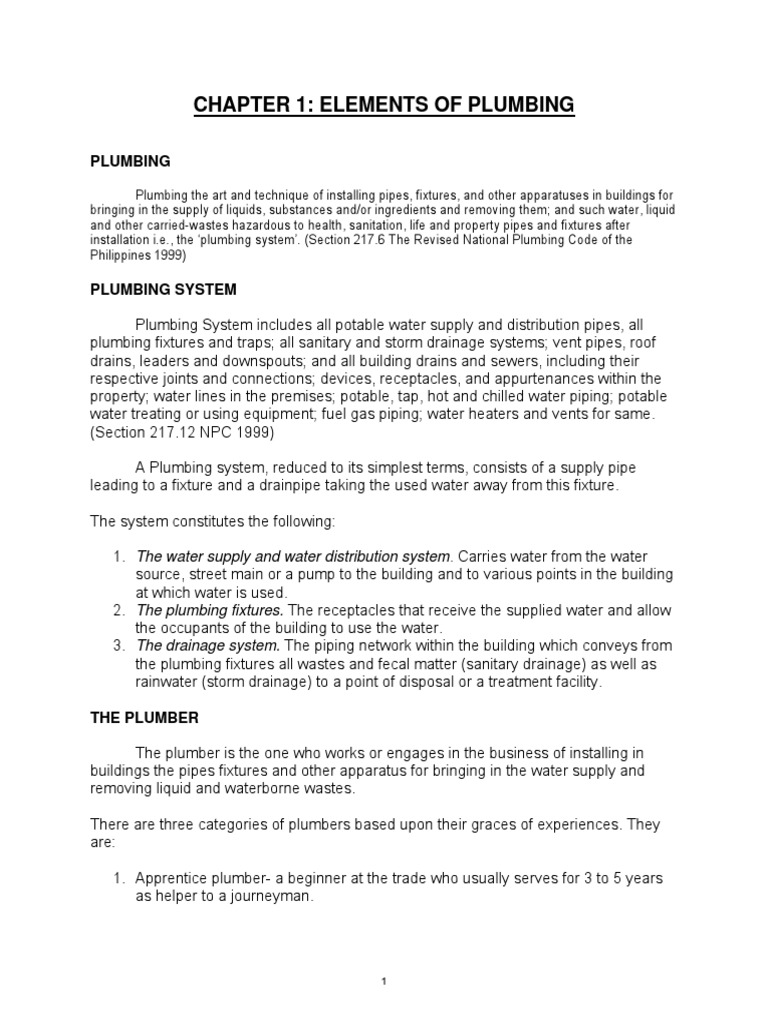 Plumbing Notes | PDF | Plumbing | Water Purification
