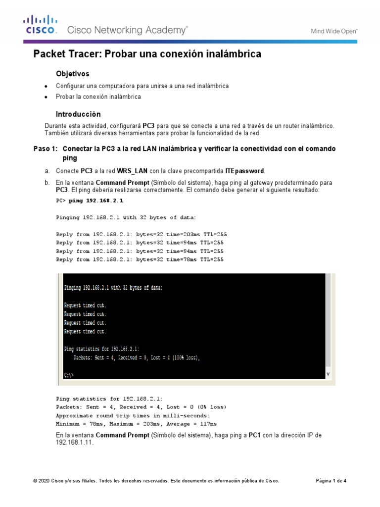 Configuración y prueba de red Wi-Fi | PDF | sistema de nombres de ...