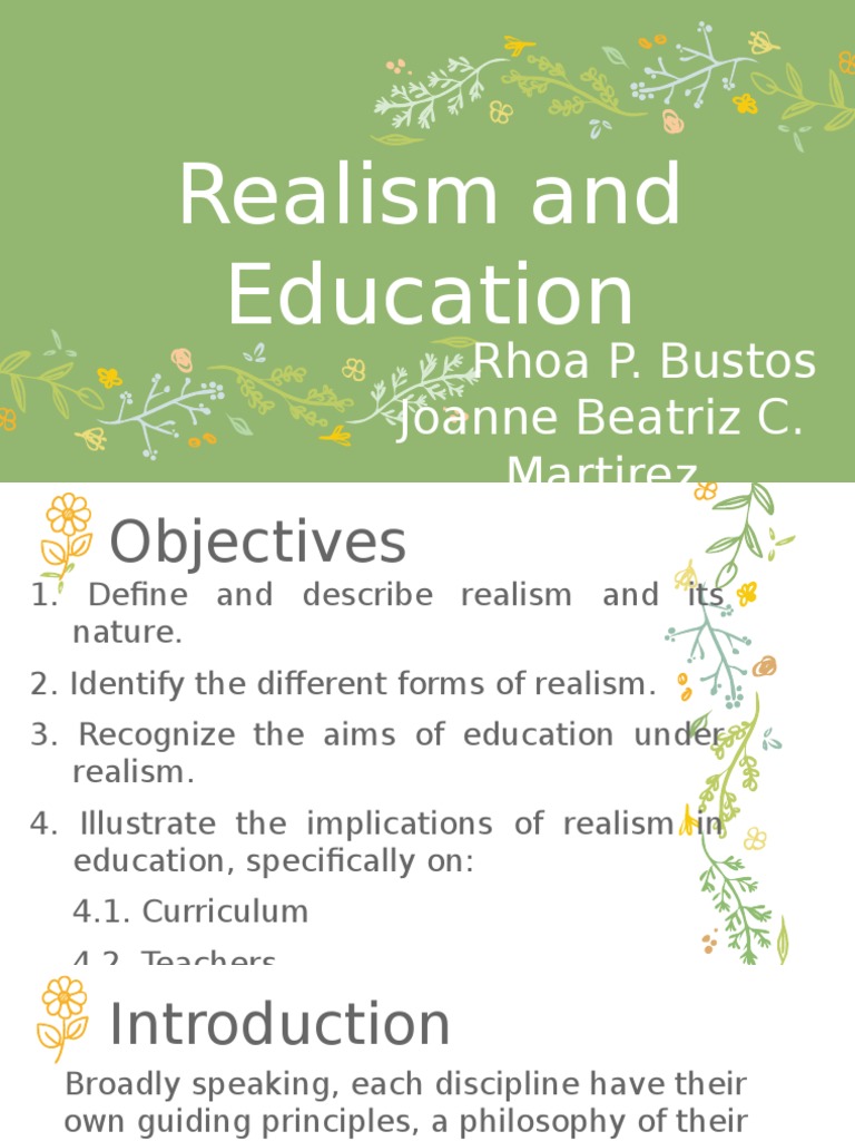 Realism in Education | PDF | Philosophical Realism | Idealism