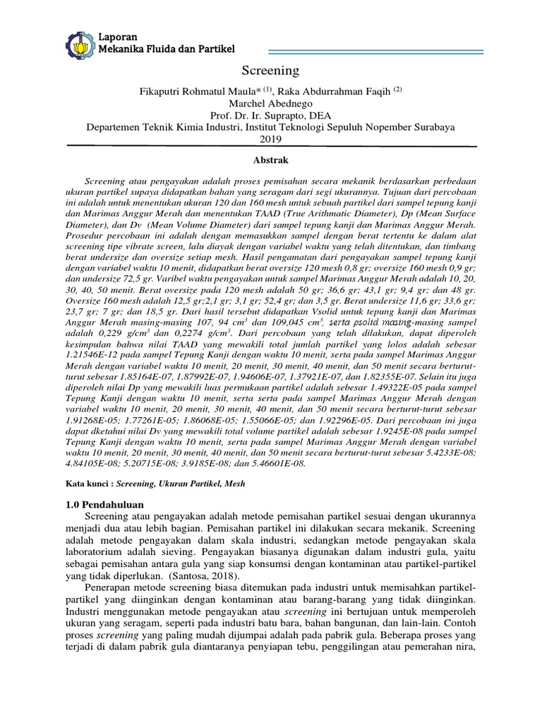 Laporan Jurnal Screenng Fika PDF | PDF