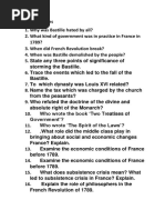 French Revolution Class 9 Question Bank | PDF | French Revolution | France