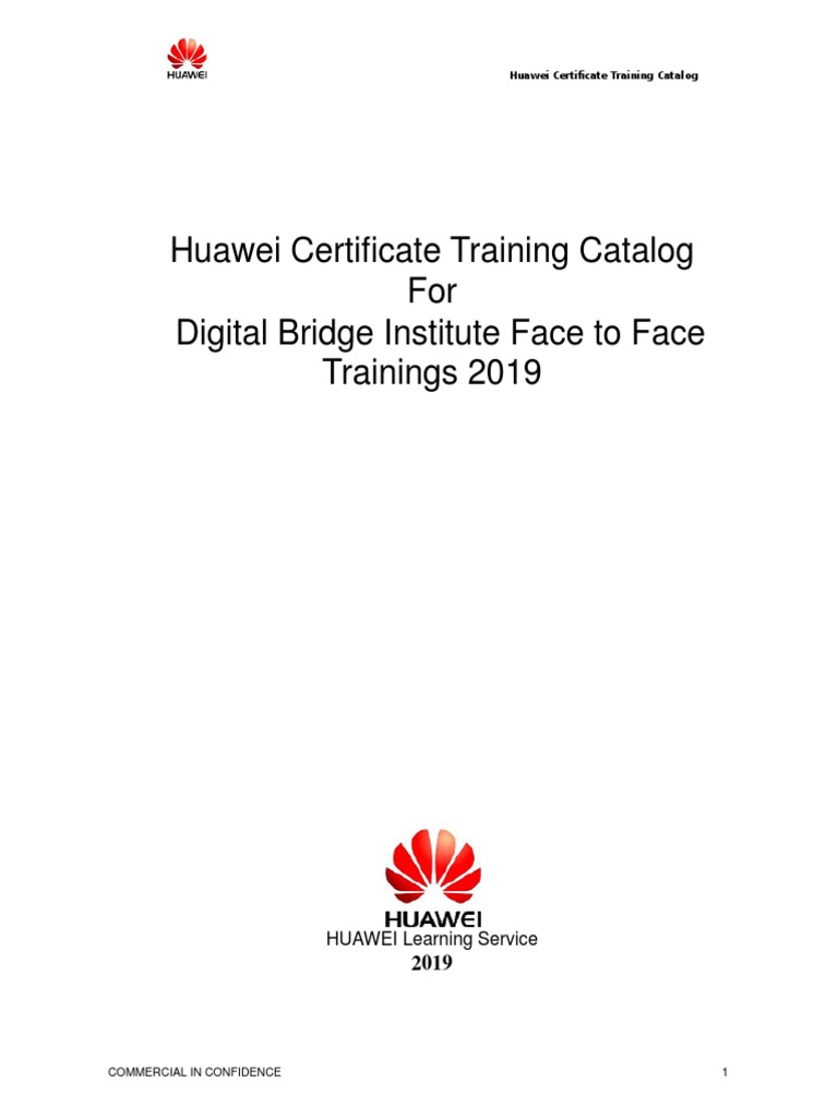 2019-Huawei Certificate Training Catalog DBI Face To Face Training ...