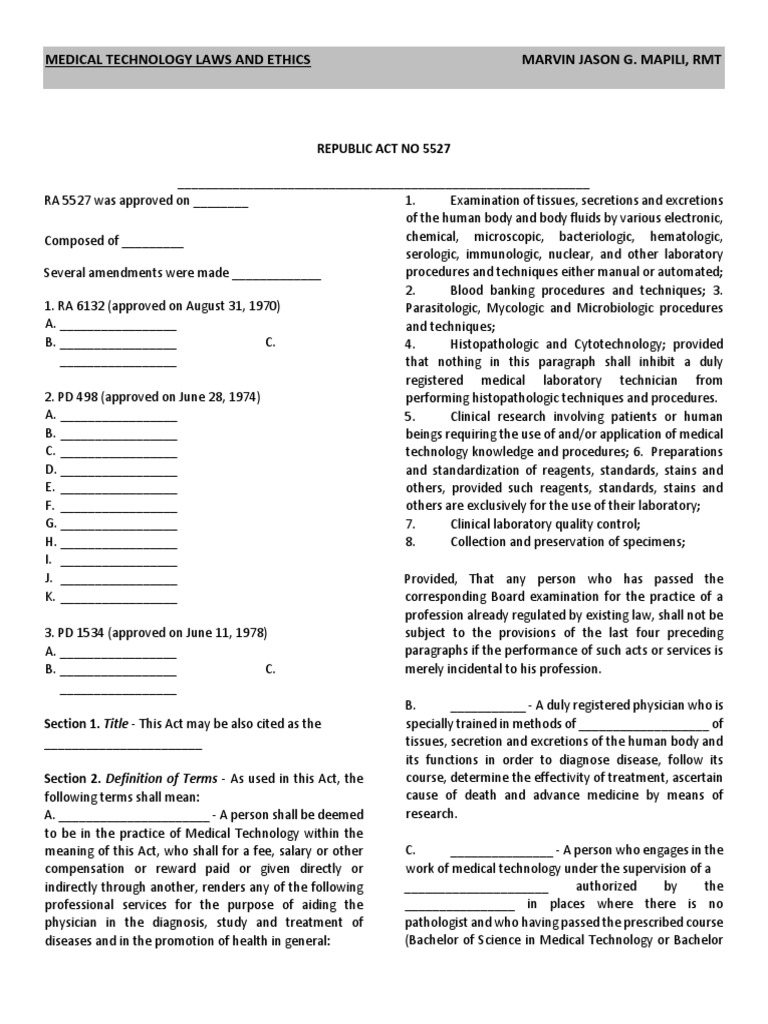 RA 5527 Students | PDF | Pathology | Medicine