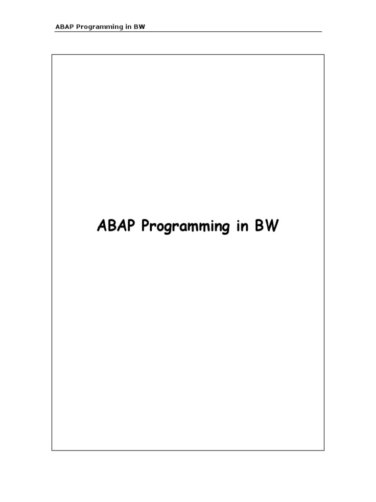 Abap For Bi Pdf Subroutine Scope Computer Science