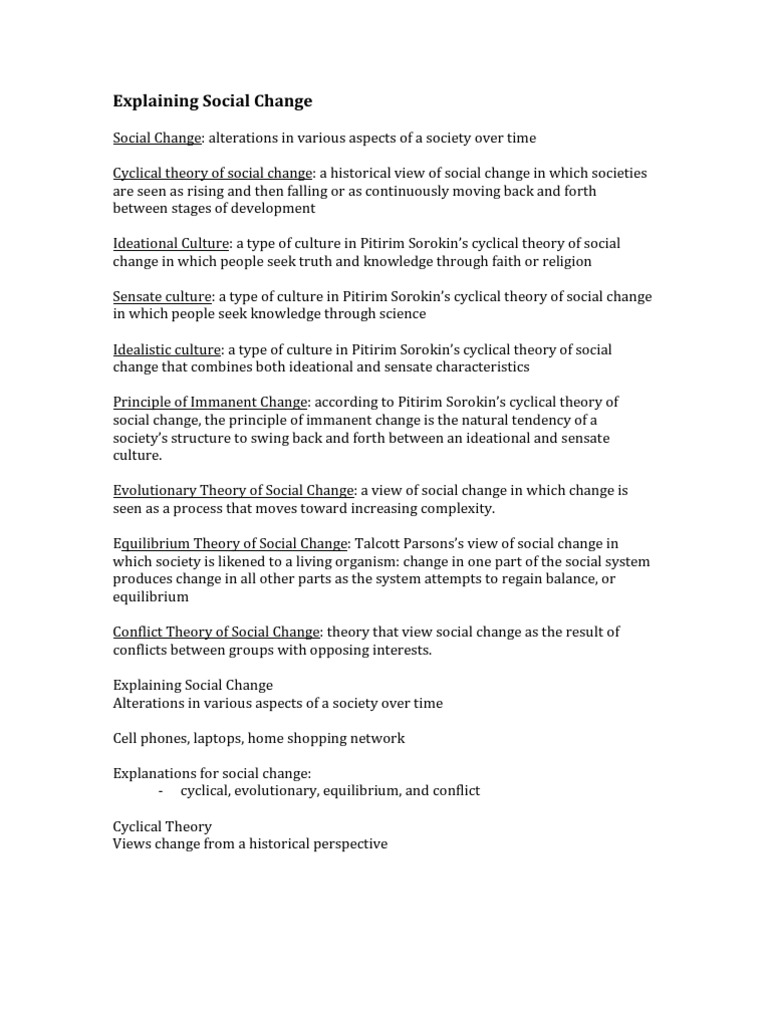 Explaining Social Change | PDF | Society | Scientific Theories