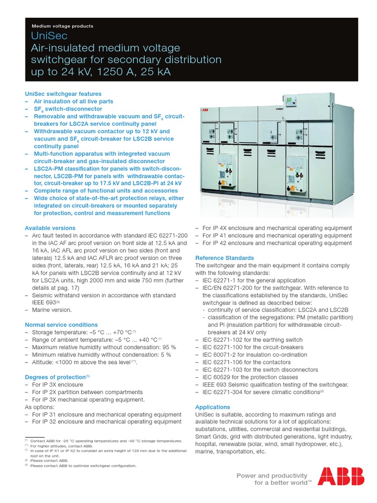 Abb Unisec | Download Free PDF | Electrical Substation | Electric Power ...
