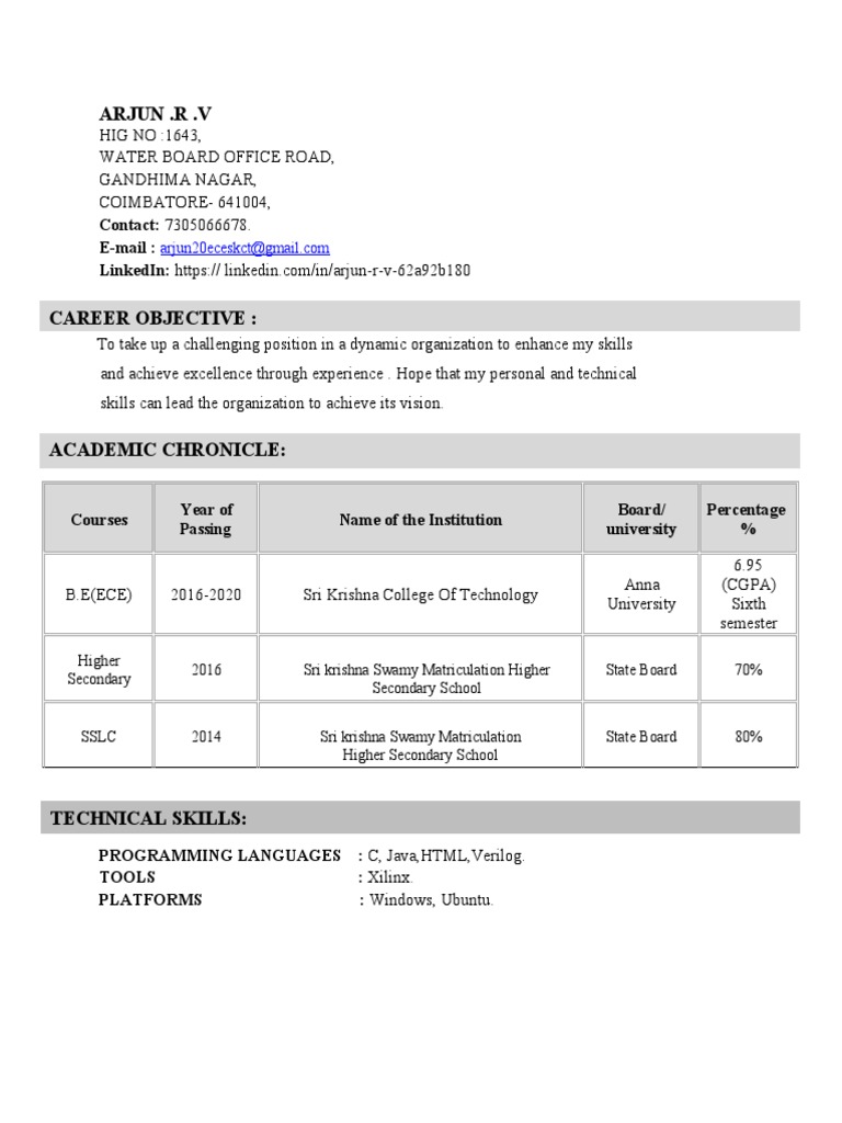 Arjun Resume | PDF | Computer Engineering | Computing