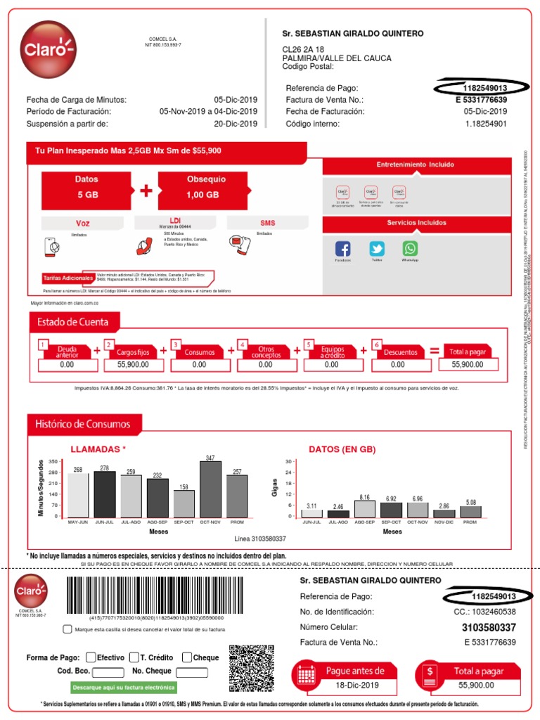 Factura Claro | PDF | Factura | Contabilidad
