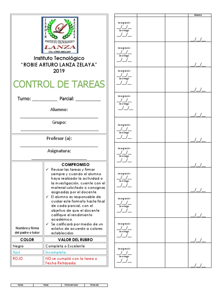 Control de Tareas | PDF | Aprendizaje | Modificación de comportamiento