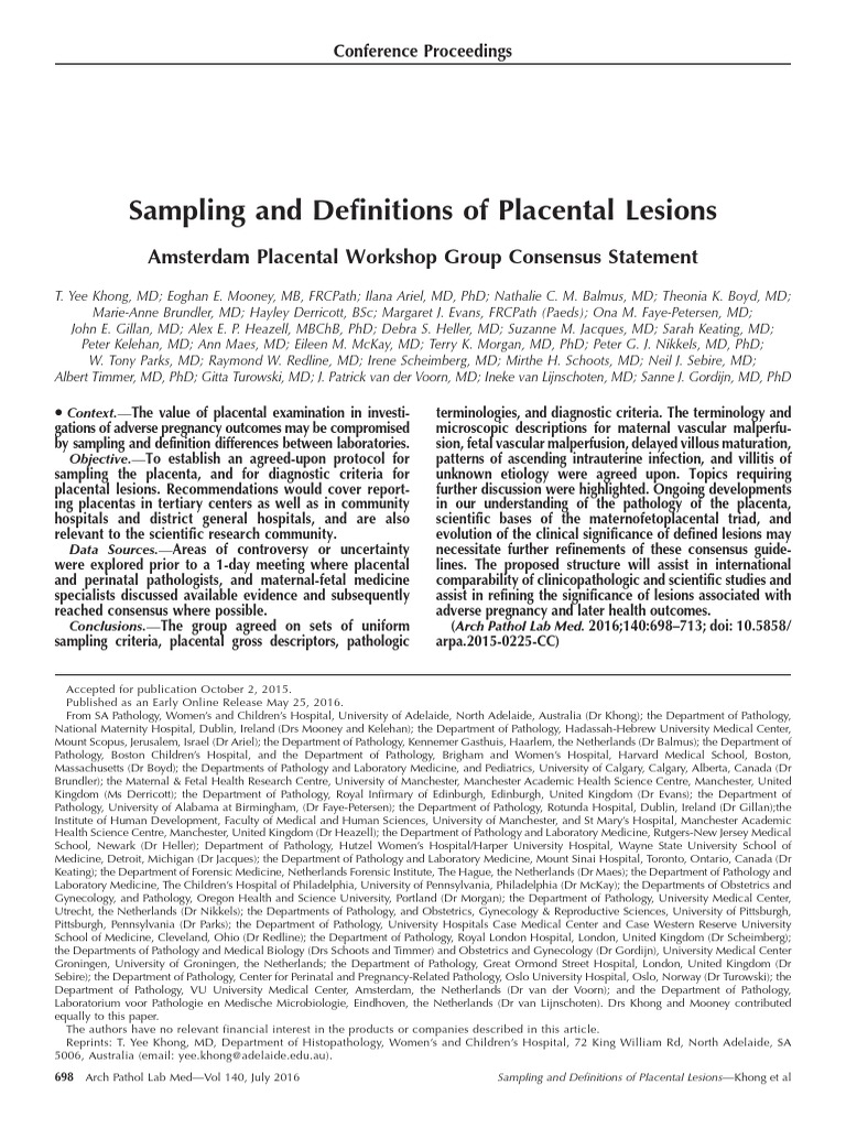 Amsterdam Placental Workshop | PDF | Thrombosis | Placenta