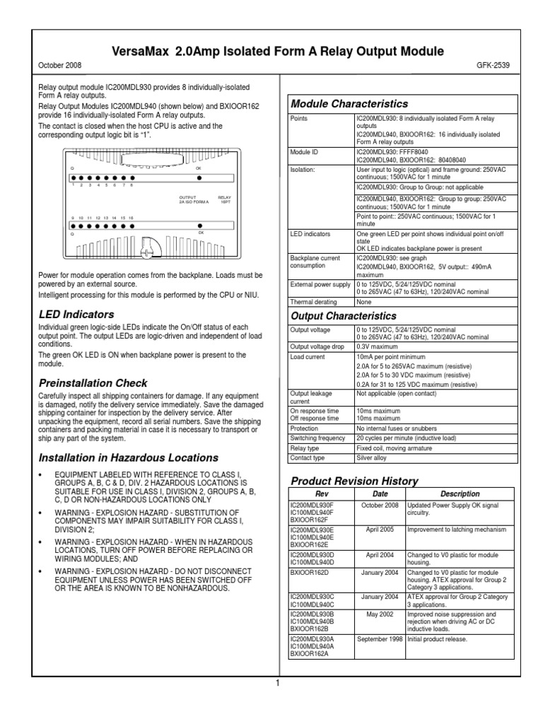 IC200MDL930 | PDF | Relay | Electric Power