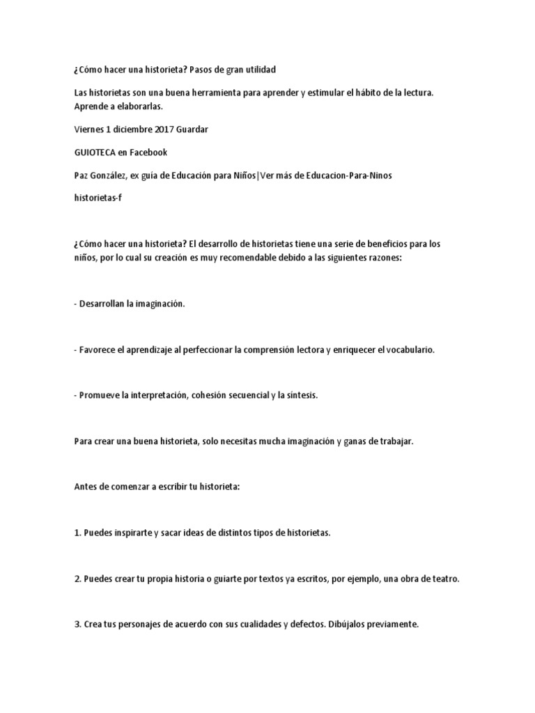 Cómo Hacer Una Historieta Escolar | PDF | Cómics | Comprensión lectora