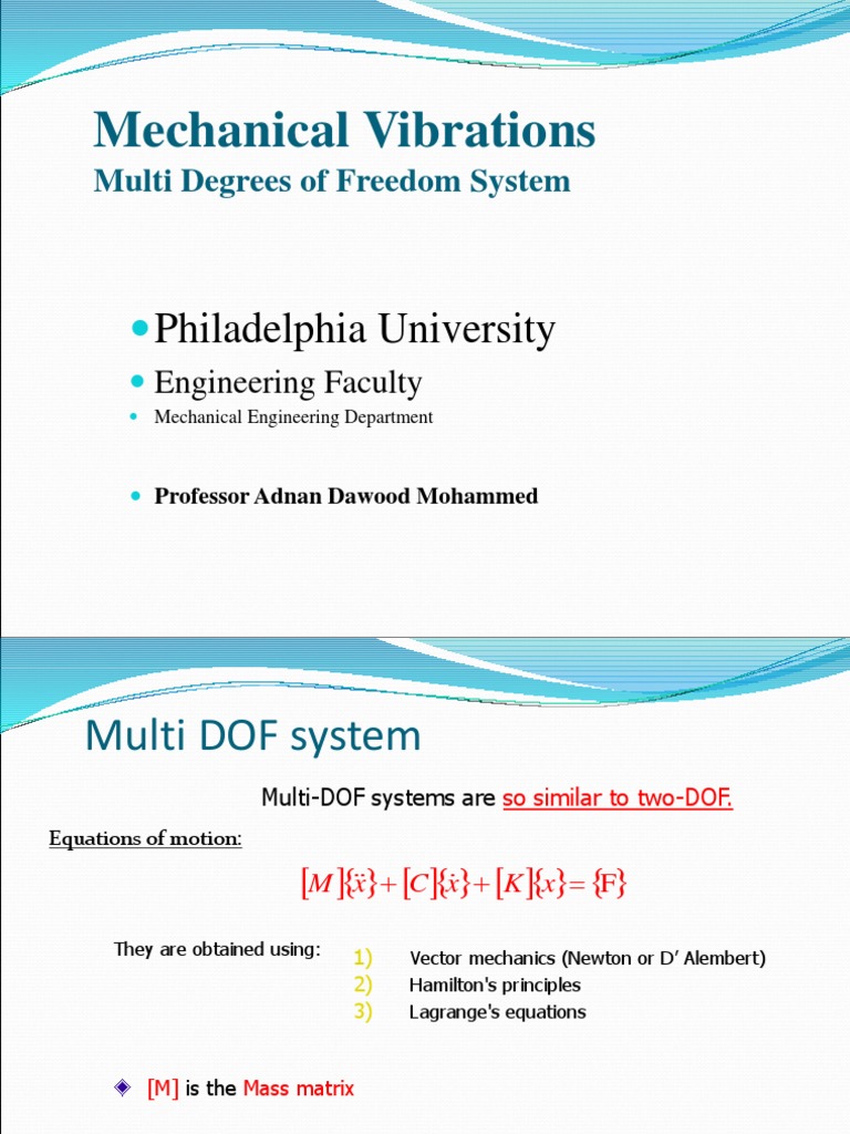 Multi Degrees of Freedom System | PDF | Eigenvalues And Eigenvectors | Determinant