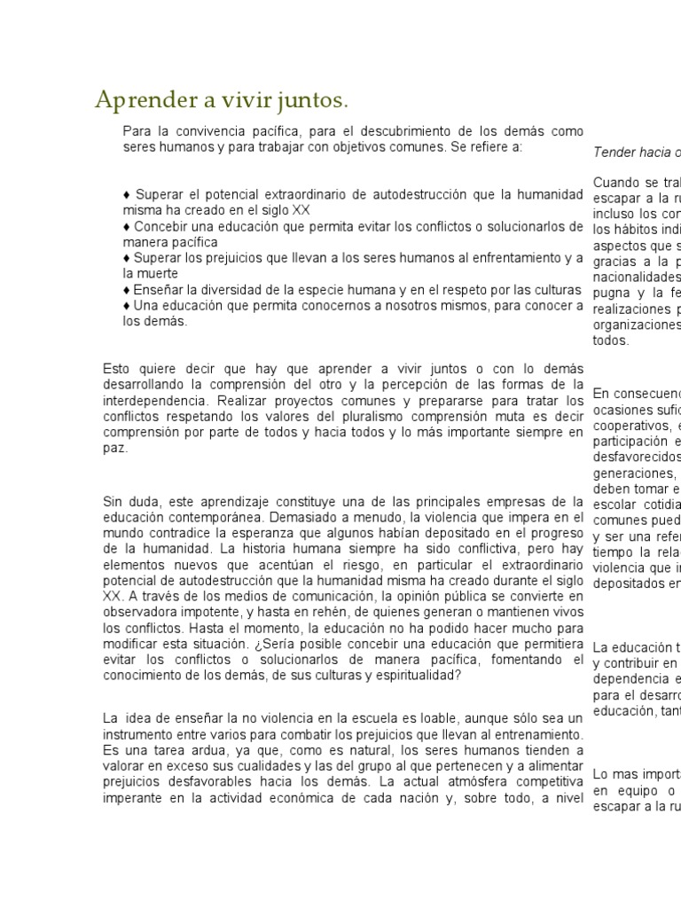 Aprender A Vivir Juntos | PDF | Prejuicios | Aprendizaje