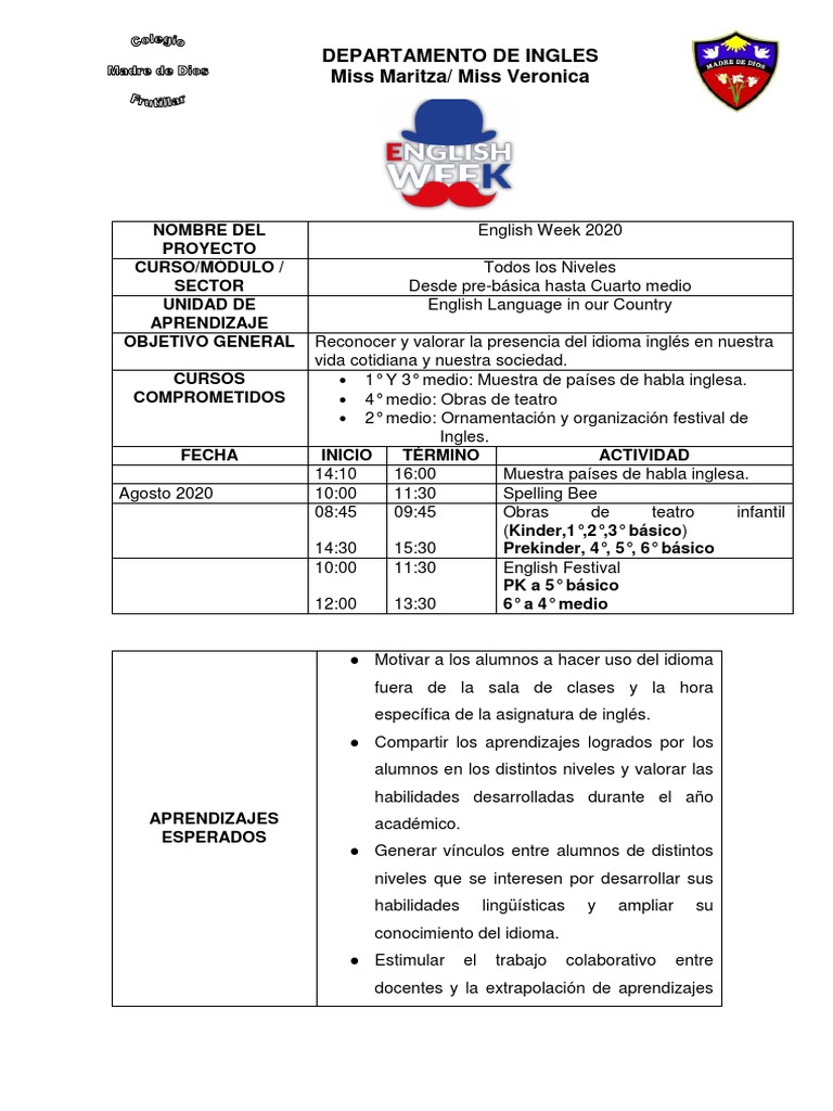 English Week 2020: Celebrating the Presence of English in Our Society ...