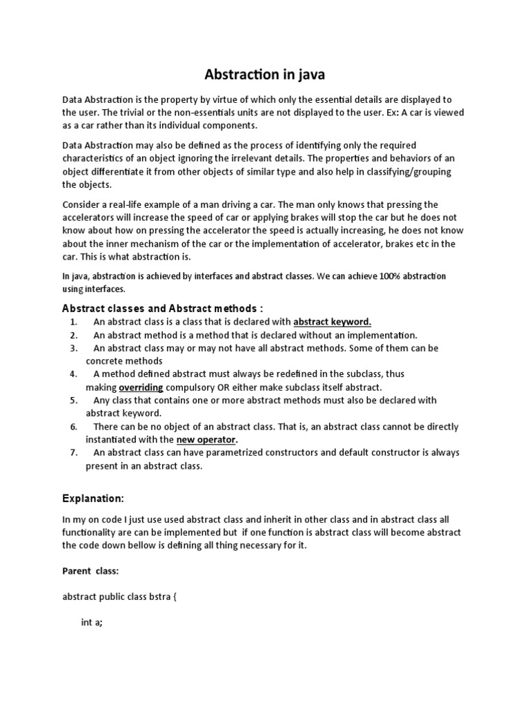 Abstraction In Java Pdf Method Computer Programming Class Computer Programming
