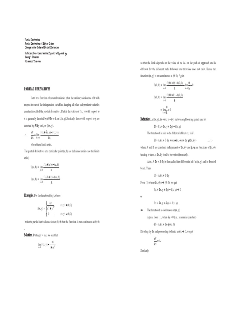 Symmetry of Mixed Partials - Young and Schwarz Theorem | PDF ...