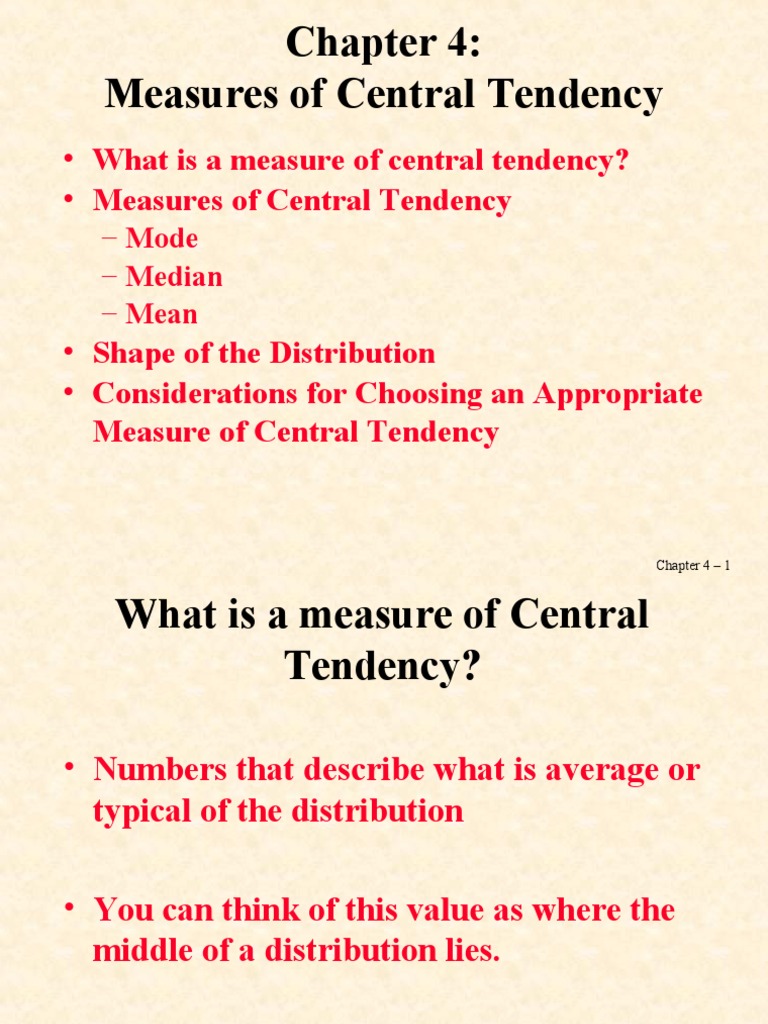 Measures of Central Tendency | PDF | Mean | Mode (Statistics)
