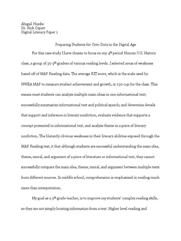 Digital Literacy Paper 1 | PDF | Literacy | Reading Comprehension