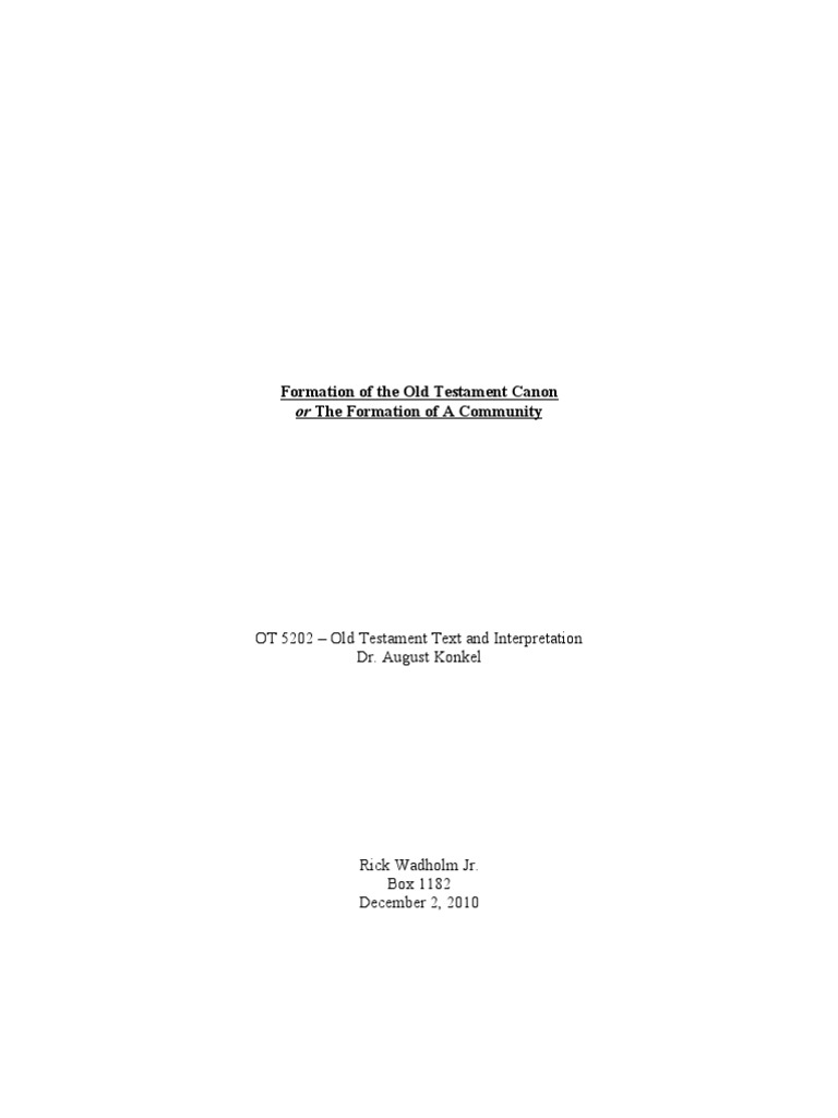 Understanding Old Testament Canon Formation | PDF | Biblical Canon ...