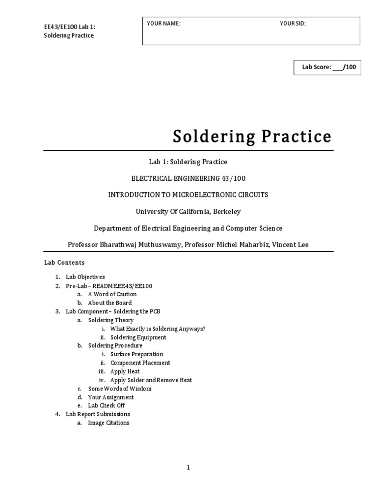 Soldering Practice Lab Guide | PDF | Soldering | Solder