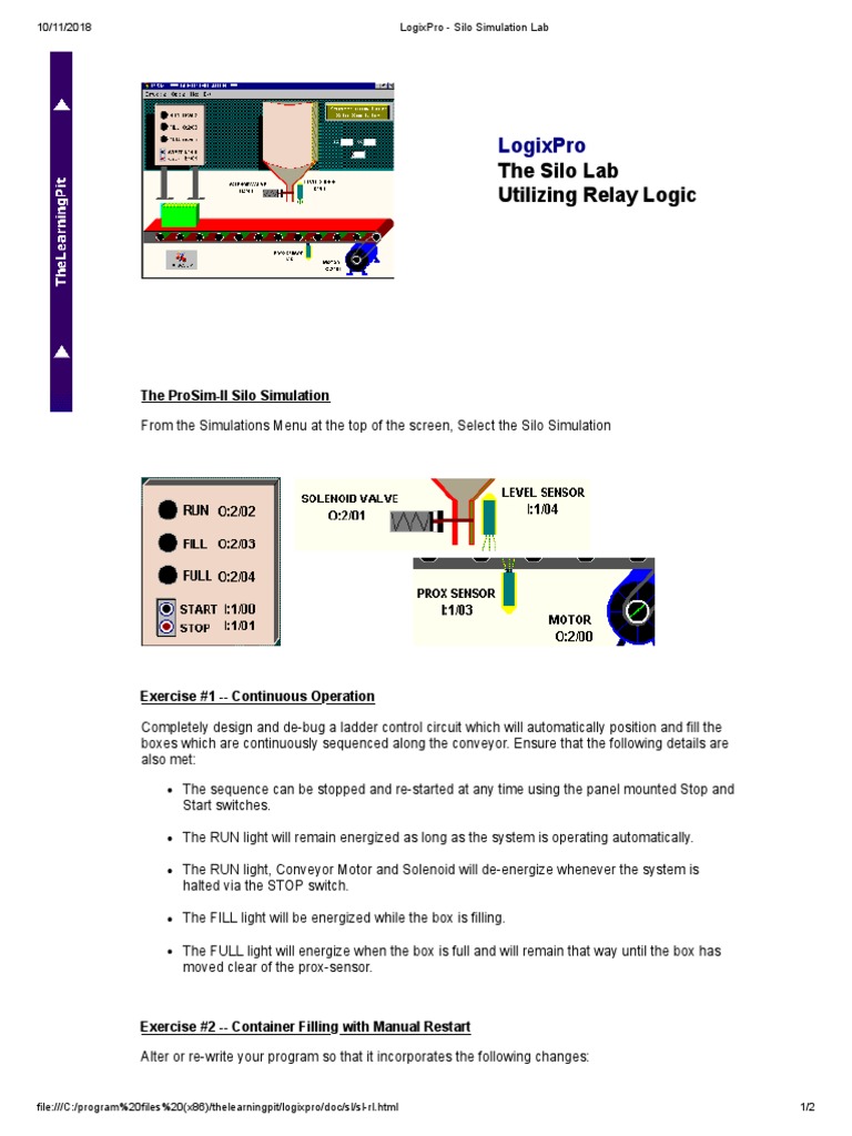 LogixPro - Silo Simulation Lab | PDF | Switch | Relay