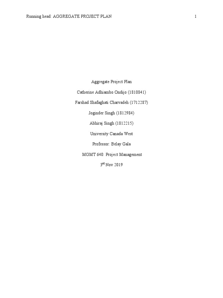 Aggregate Project Plan | PDF | Software Development | Goal