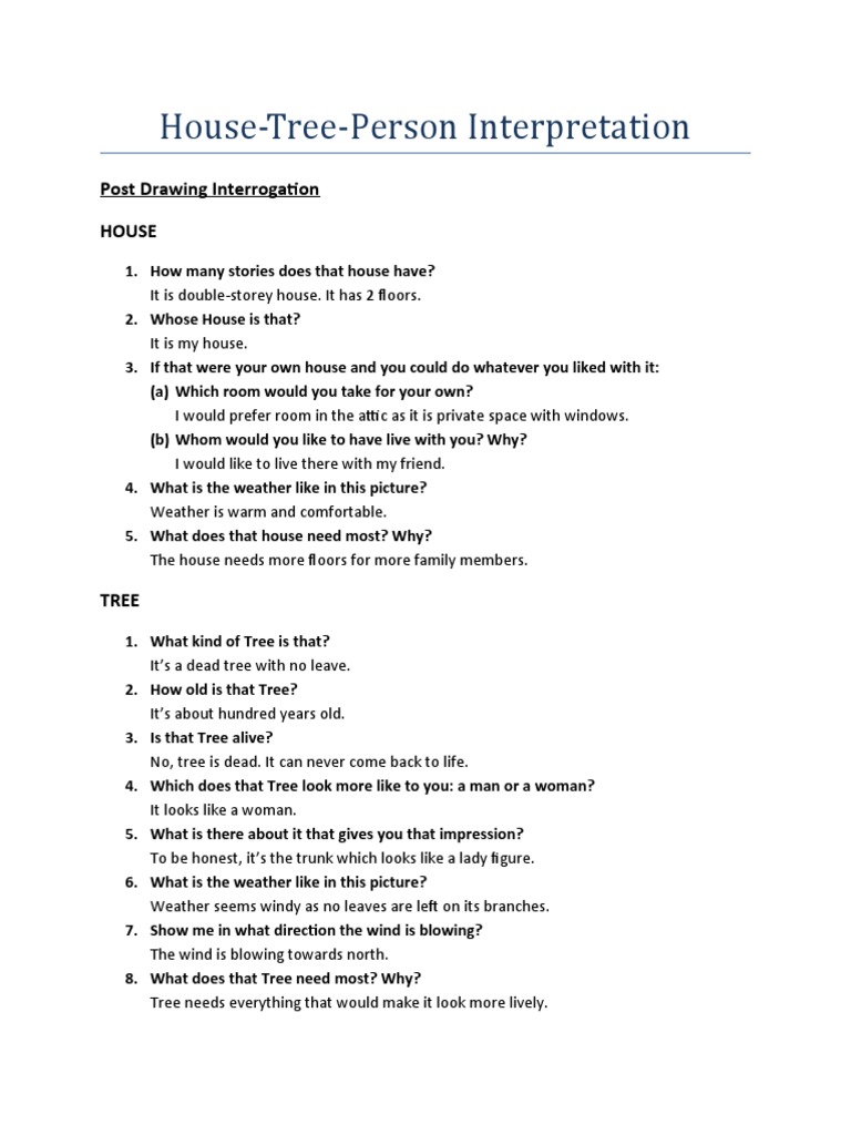 House Tree Person Analysis | PDF | Anxiety | Psychological Trauma