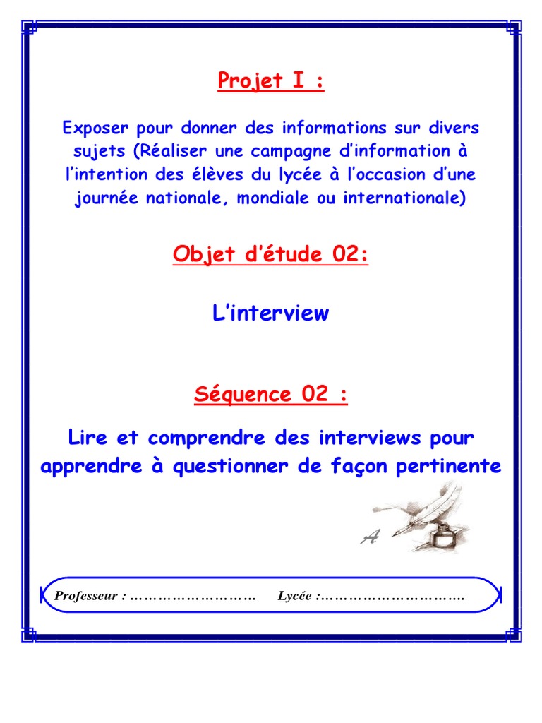 L'interview en classe de 1AS | PDF | Lionel Messi | Phrase