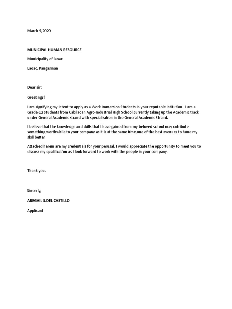 Application Letter | PDF