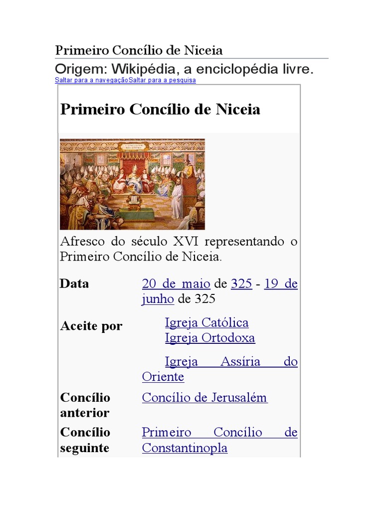 Definindo a Doutrina Cristã: O Primeiro Concílio de Niceia Estabelece o ...