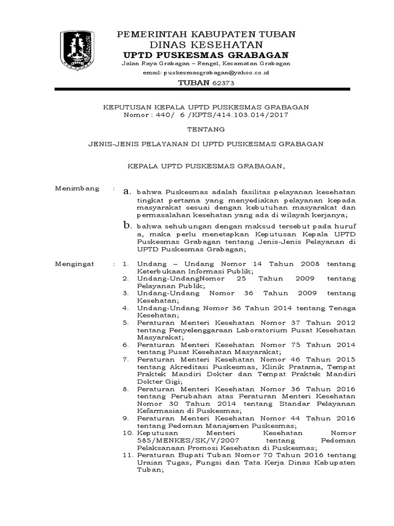1.1.1.1 SK Tentang Jenis - Jenis Pelayanan | PDF