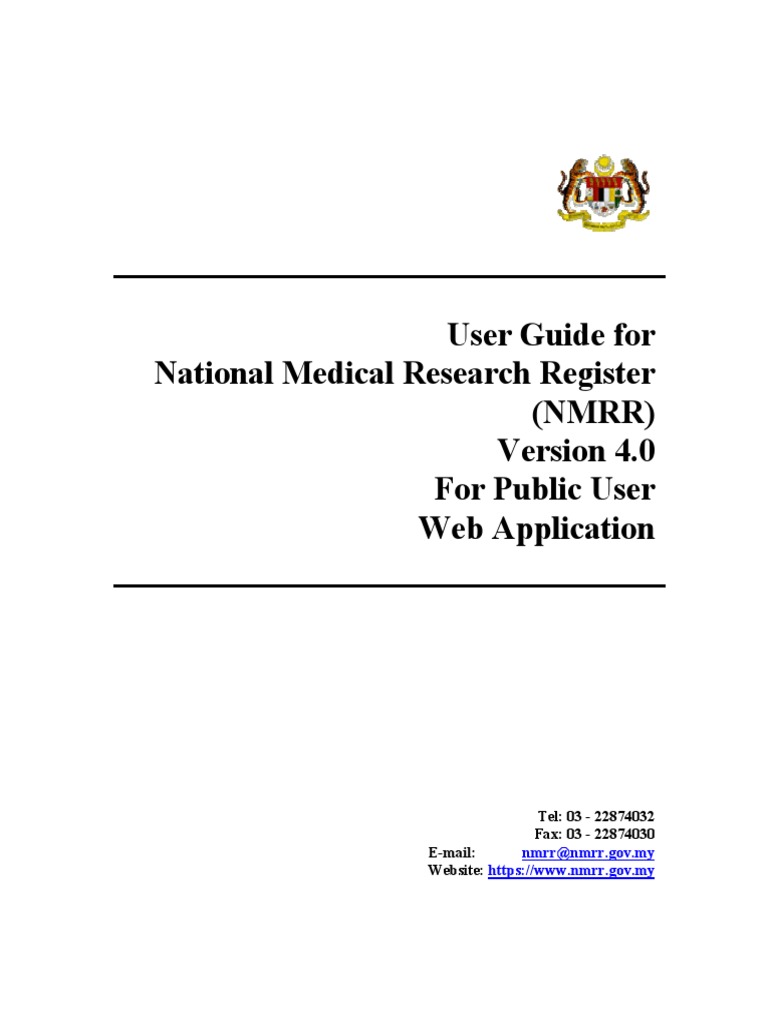 User Guide For NMRR | PDF | Clinical Trial | Institutional Review Board