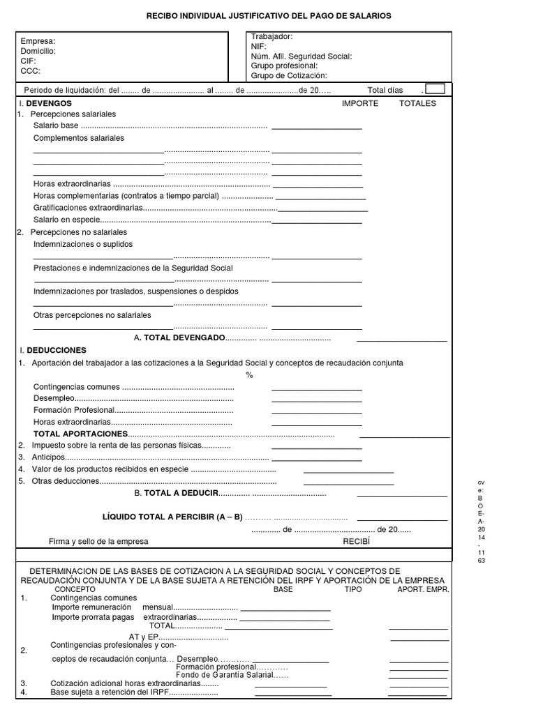 Modelo Oficial Nómina PDF | PDF | Relaciones laborales | Salario