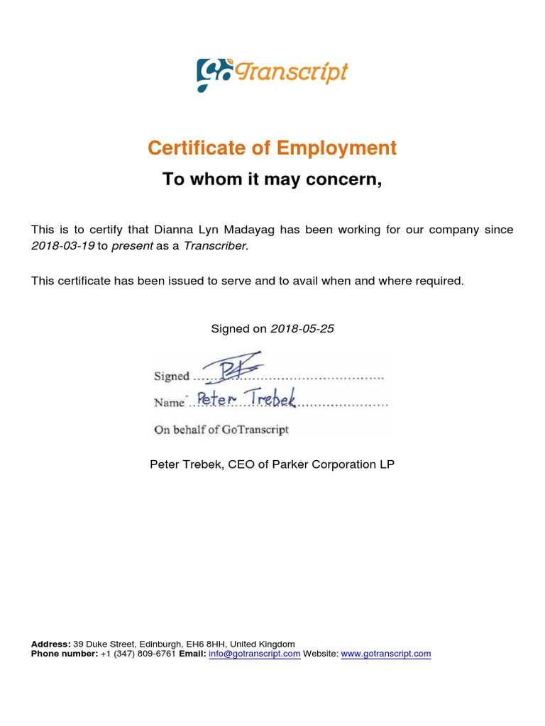 Worker Certificate | PDF
