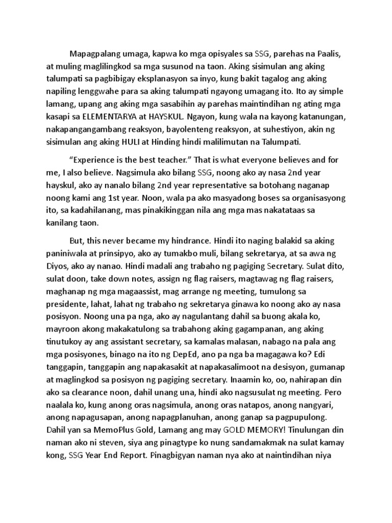 SSG Farewell Speech | PDF