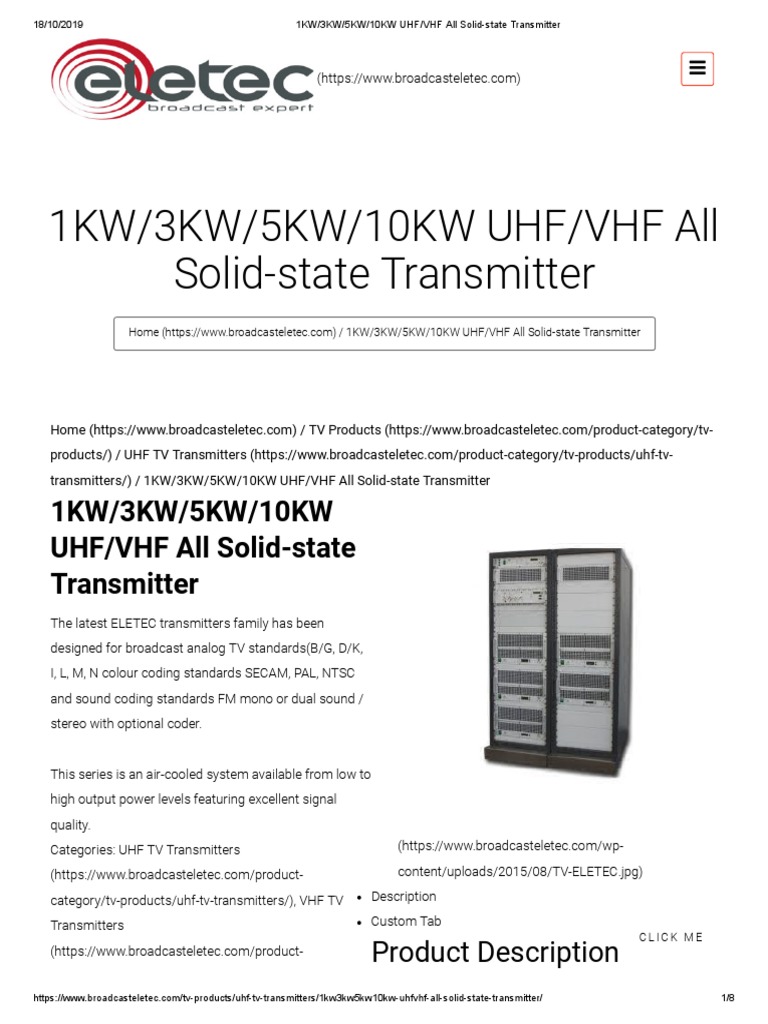 1KW - 3KW - 5KW - 10KW UHF - VHF All Solid-State Transmitter | PDF ...