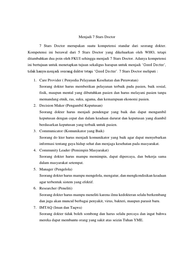 Esai 1 - Menjadi 7 Stars Doctor | PDF