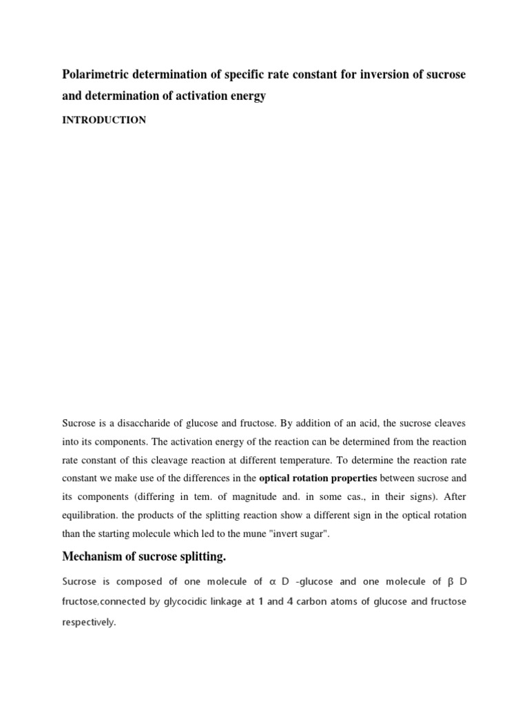 Assignment Polarimeter | PDF | Chemical Reactions | Sucrose
