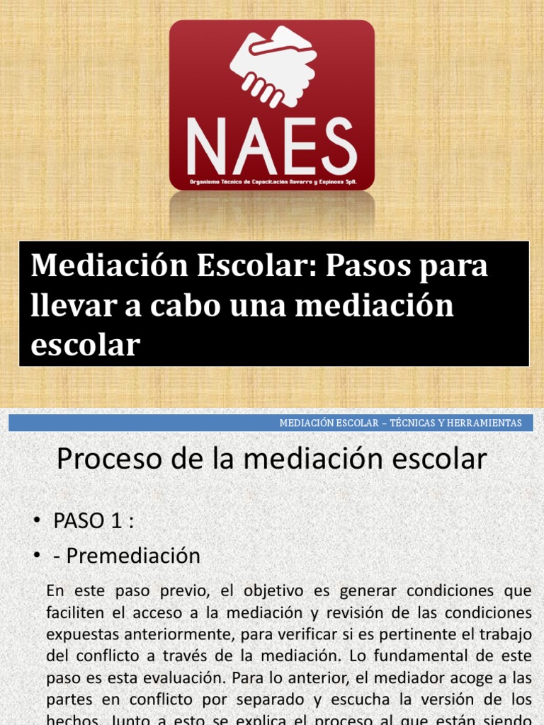Pasos para la Mediación Escolar | PDF | Mediación