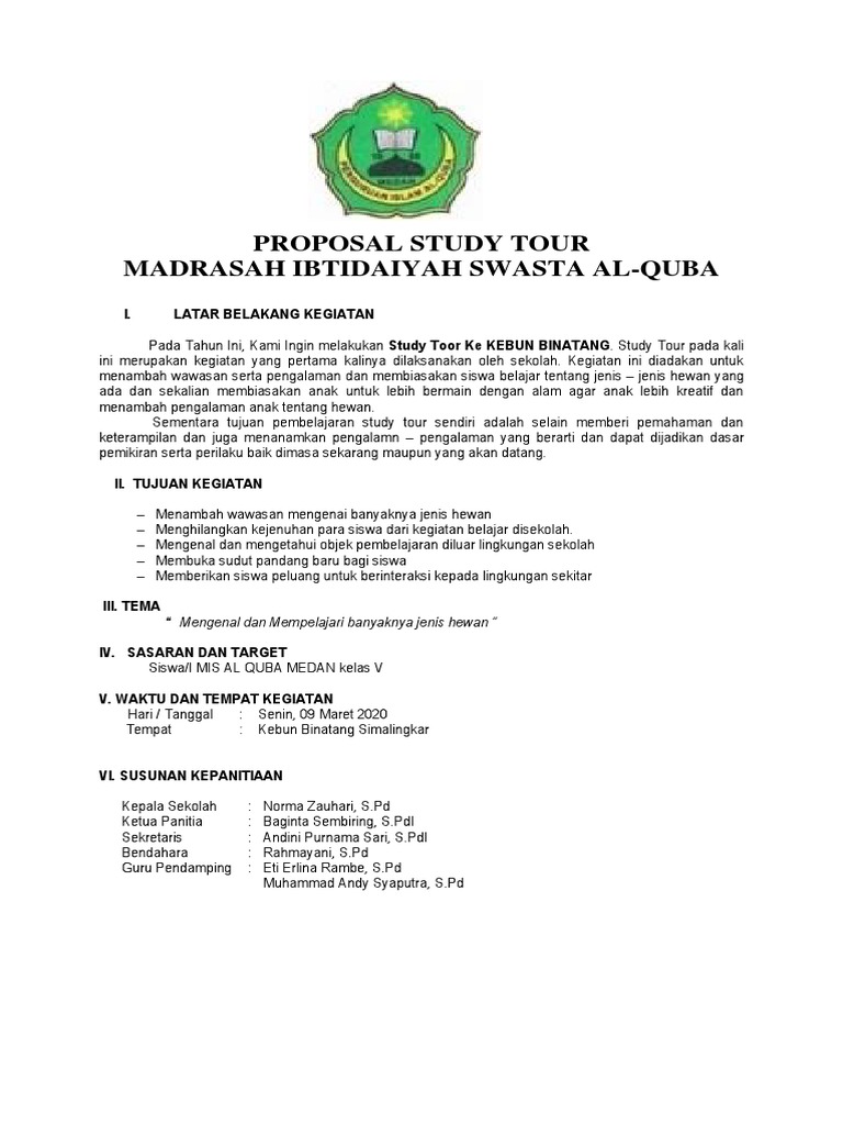 Proposal Study Tour | PDF | Perjalanan