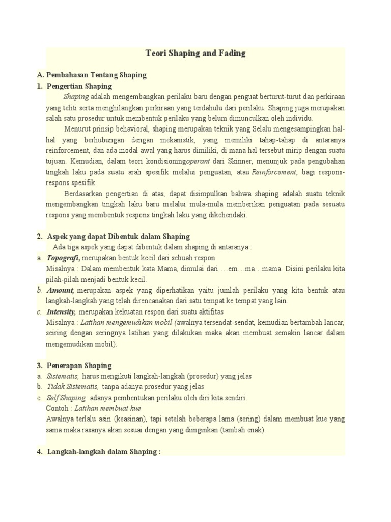Teori Shaping and Fading | PDF | Karier & Perkembangan | Pengembangan Diri