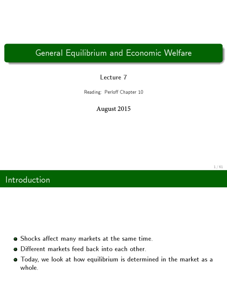 Lecture 7 General Equilibrium Pdf Pdf Welfare Economics General