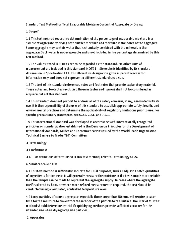 Aggregate Moisture Content Test | PDF | Chemistry | Nature