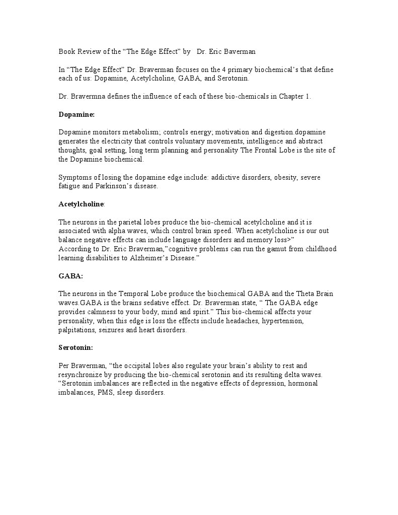 The Edge Effect by DR - Eric Braverman Book Review | PDF | Dopamine | Brain