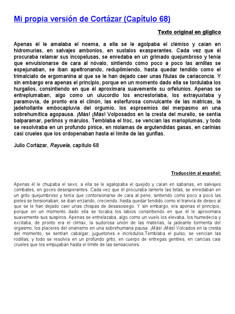 La Rayuela Cap 68 | PDF | Sexología | Sexualidad animal