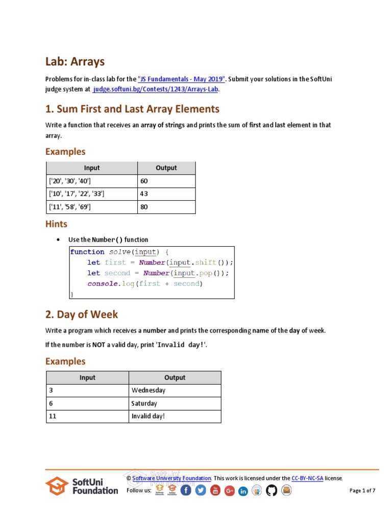 JS Arrays Exercises | Download Free PDF | Array Data Structure | String ...