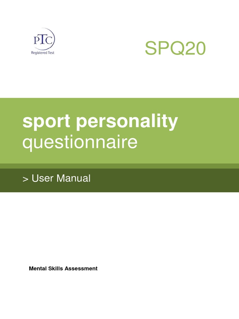 SPQ Sport Personality Questionnaire User Manual | PDF | Motivation ...